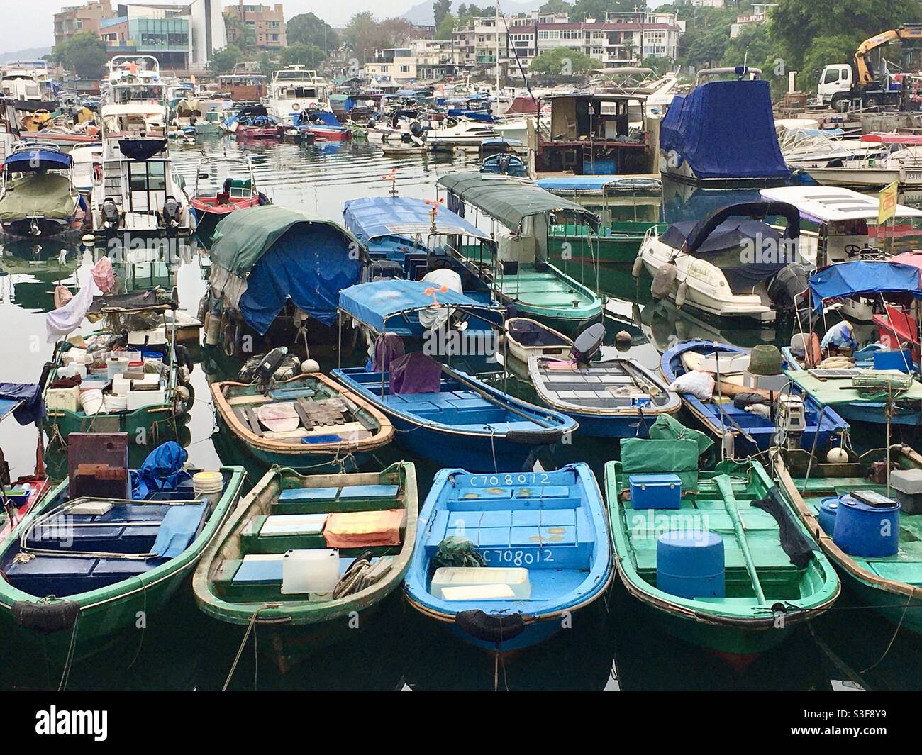 Fishing boats in the typhoon Shelter, Sai Kung, Hong Kong Stock Photo ...