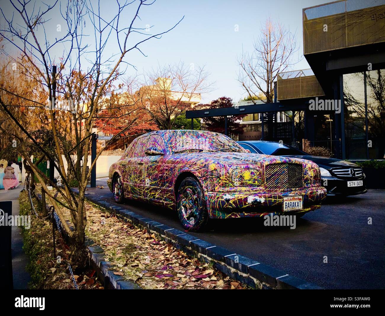 Colourful car display Stock Photo - Alamy