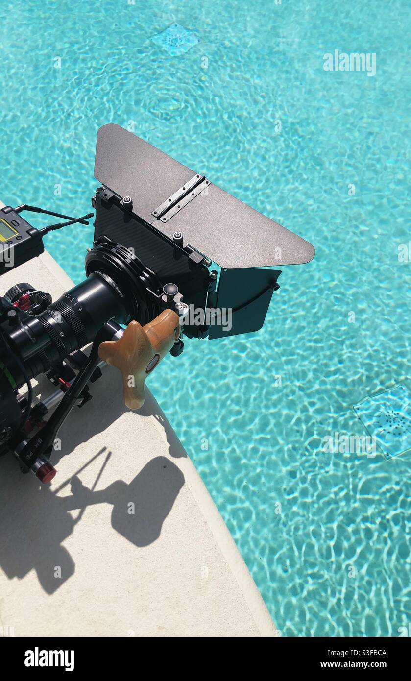 Film camera at the edge of a swimming pool Stock Photo - Alamy