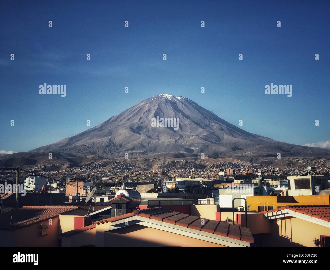 View of the volcano Misti from Arequipa, Peru Stock Photo - Alamy