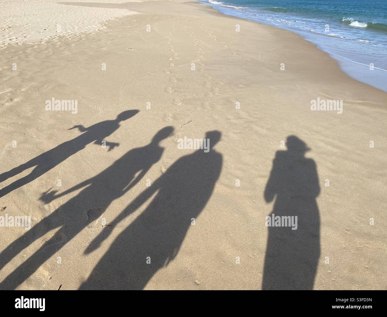 Shadows of family on the beach Stock Photo - Alamy