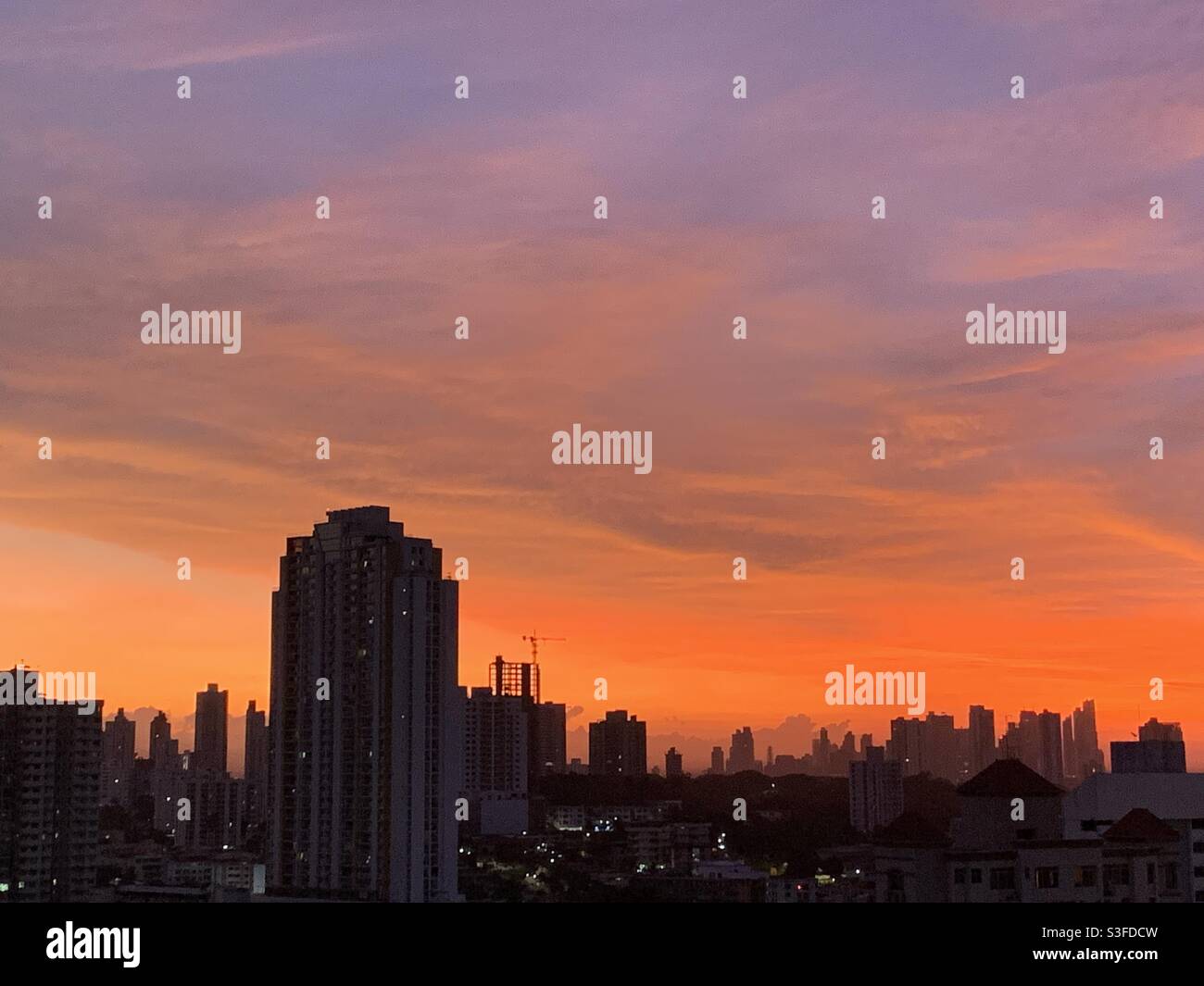 Sunrise overlooking Panama City, beautiful colors in the sky Stock ...