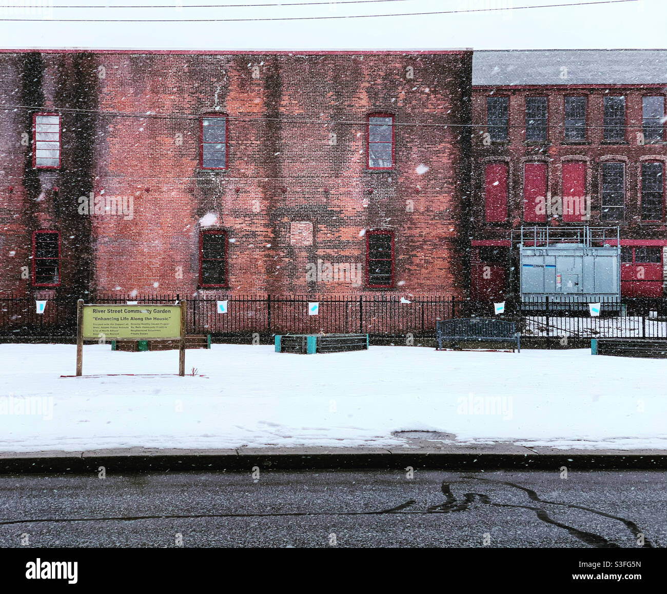 January, 2021. Former factory buildings that are now part of the ...