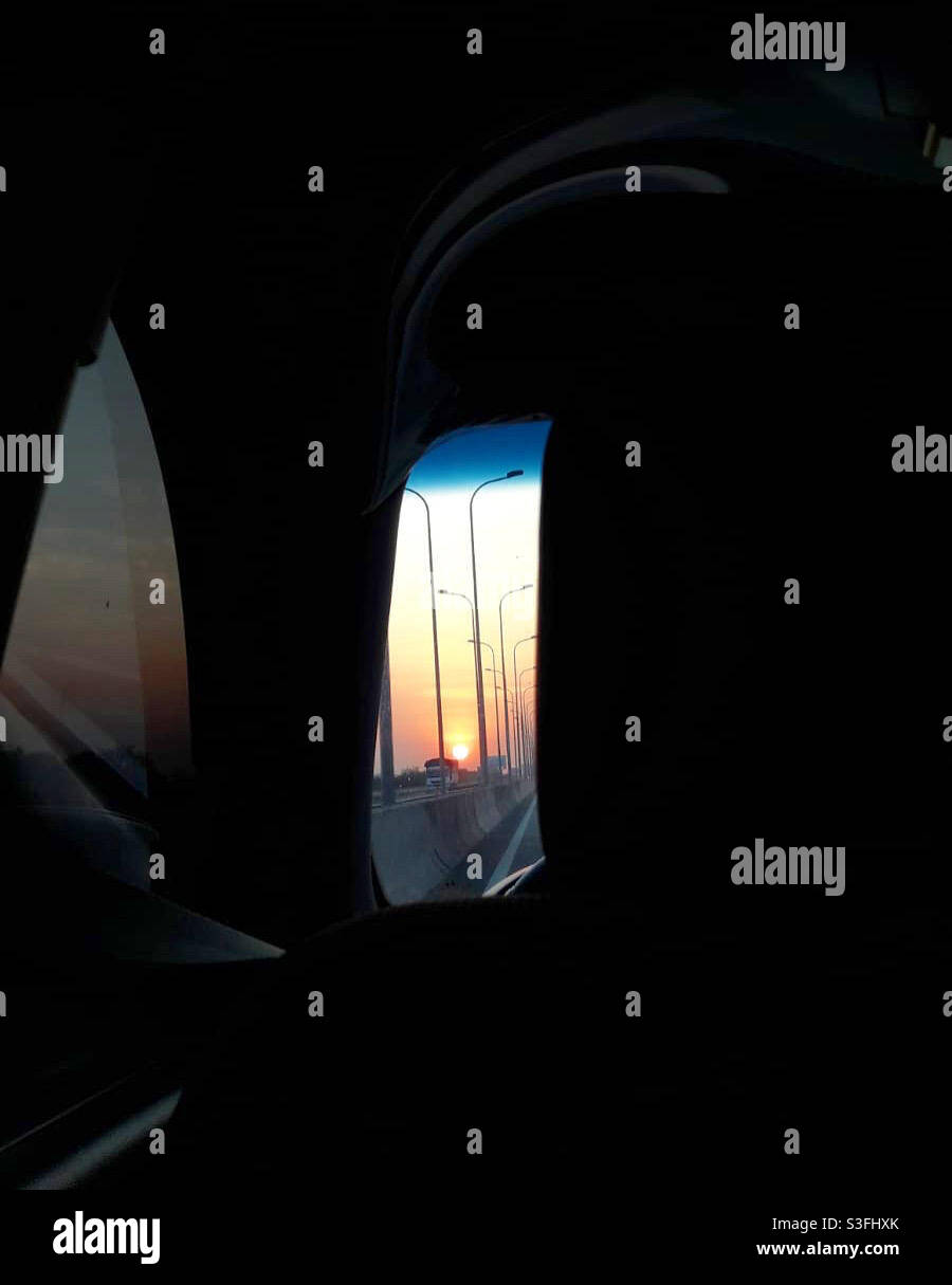 Sunset moment from a car’s window Stock Photo - Alamy