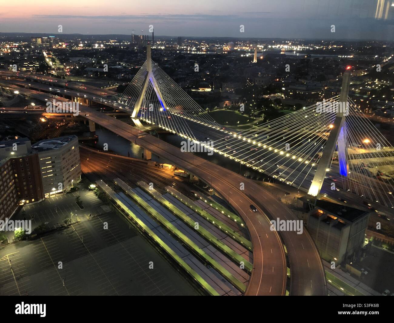 Zakim bridge at night hi-res stock photography and images - Alamy
