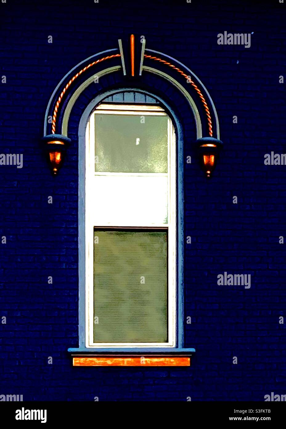 Ornate window in deep purple Stock Photo - Alamy