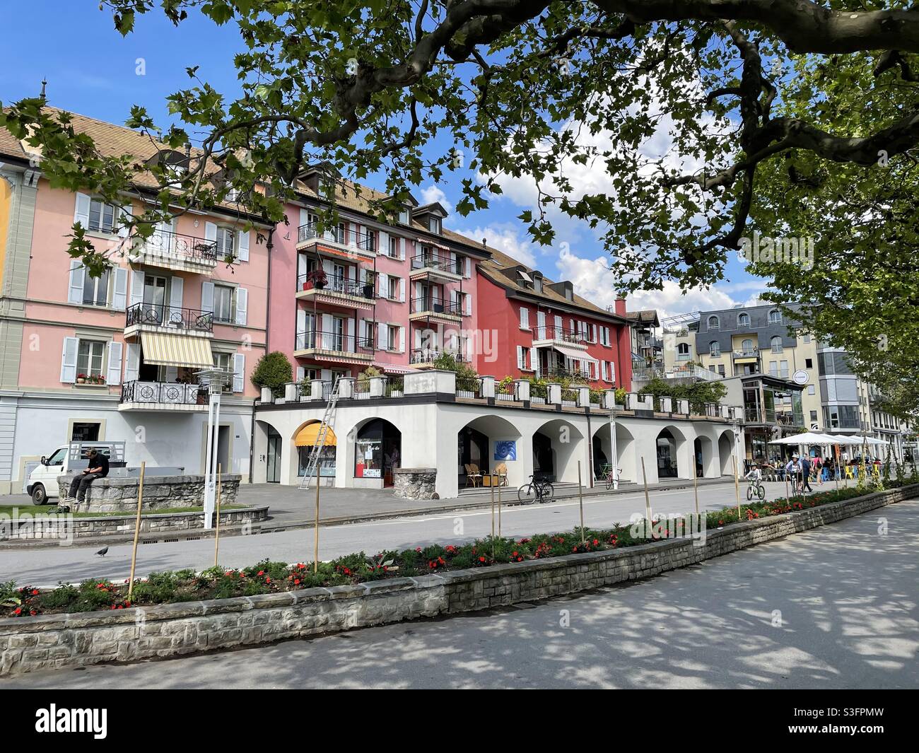 Lake front Town Vevey, Switzerland Stock Photo - Alamy