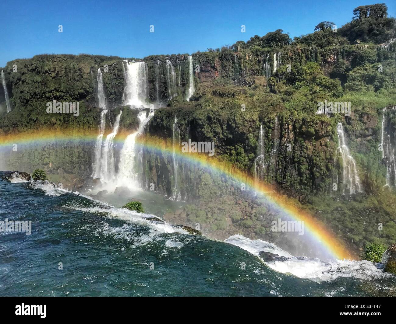 Rainbow At Iguazu Falls Brazil Stock Photo Alamy