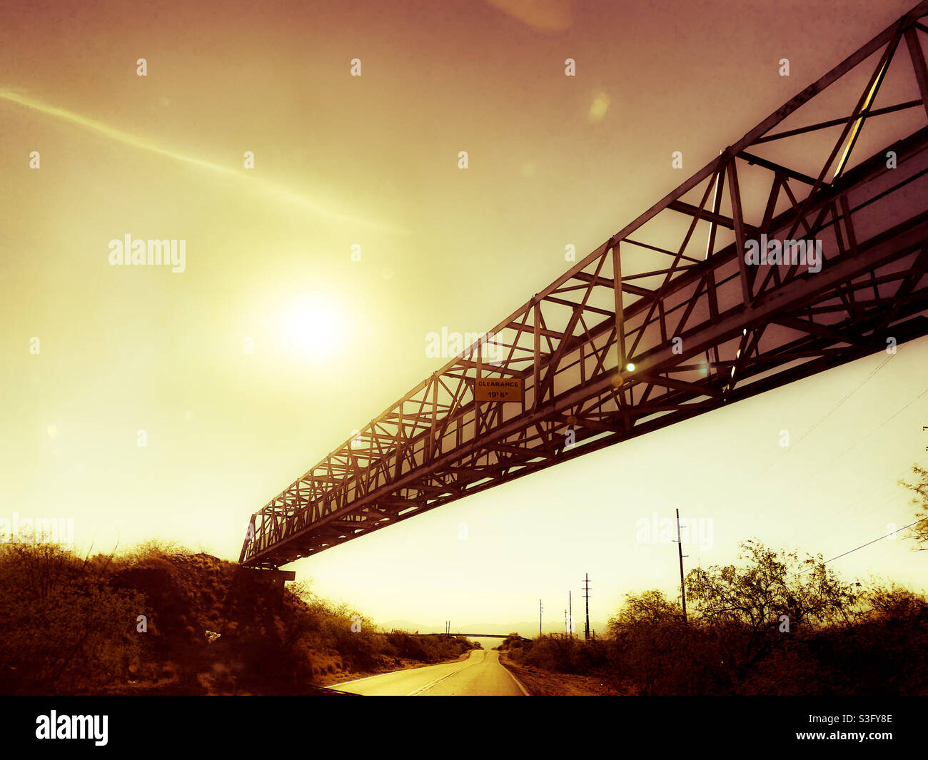 Trestle bridge over a road Stock Photo - Alamy