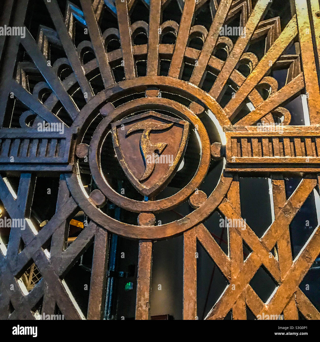 Original iron gate from the Ford factory, Museum of London Stock Photo ...
