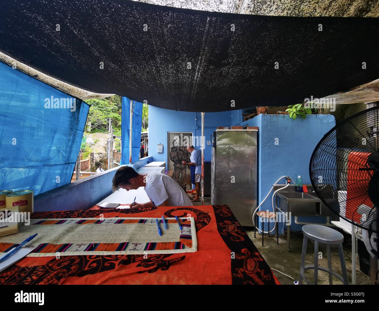 The Blue house on Lamma island in Hong Kong Stock Photo - Alamy