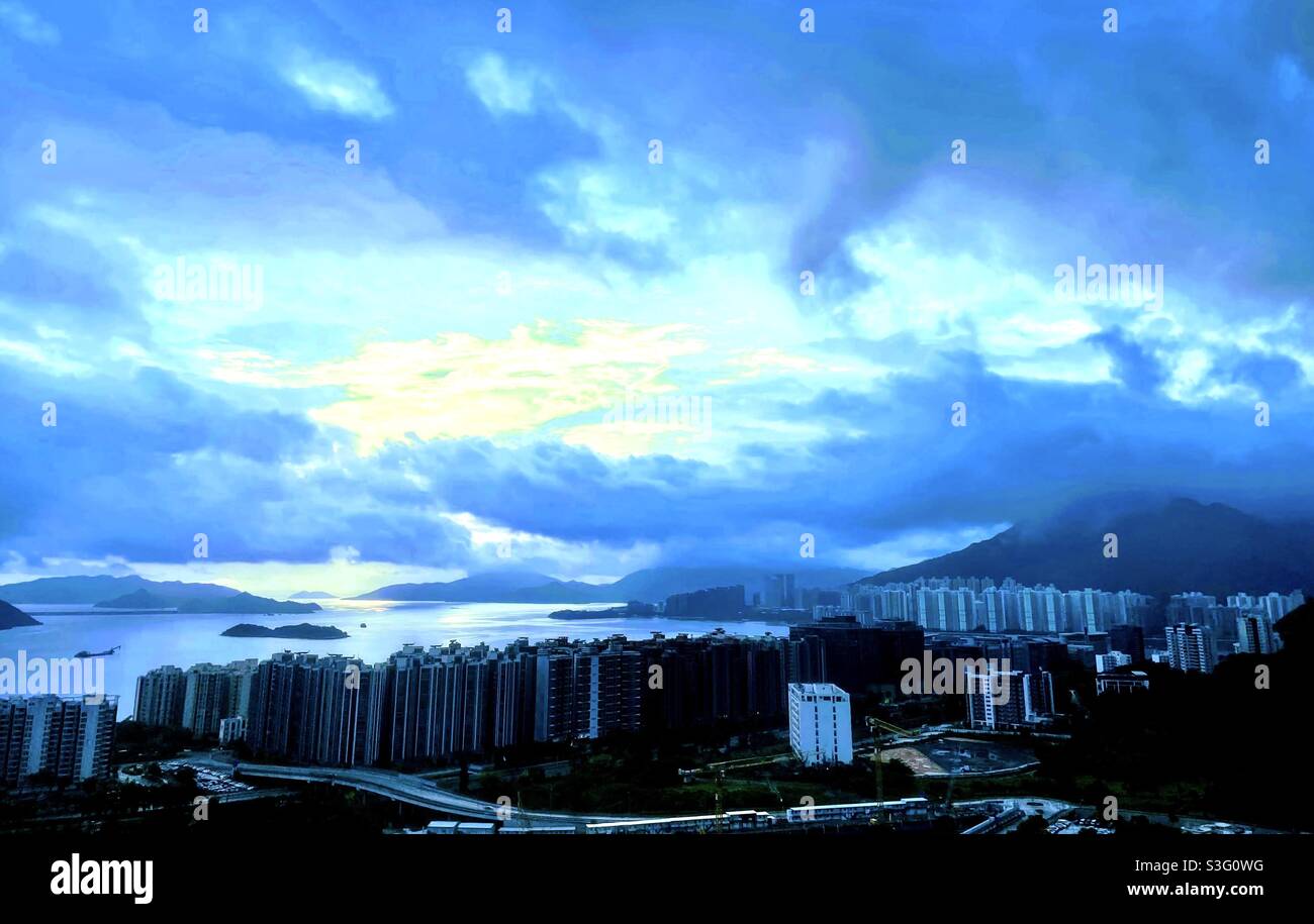 Cloudy sky over Tolo harbor in Hong Kong Stock Photo - Alamy