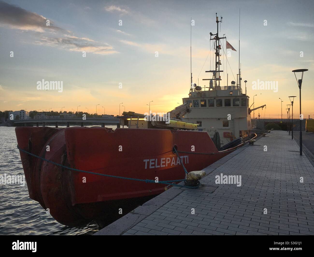Cable Layer boat Telepaatti, Ruoholahti, Helsinki, Finland Stock Photo ...
