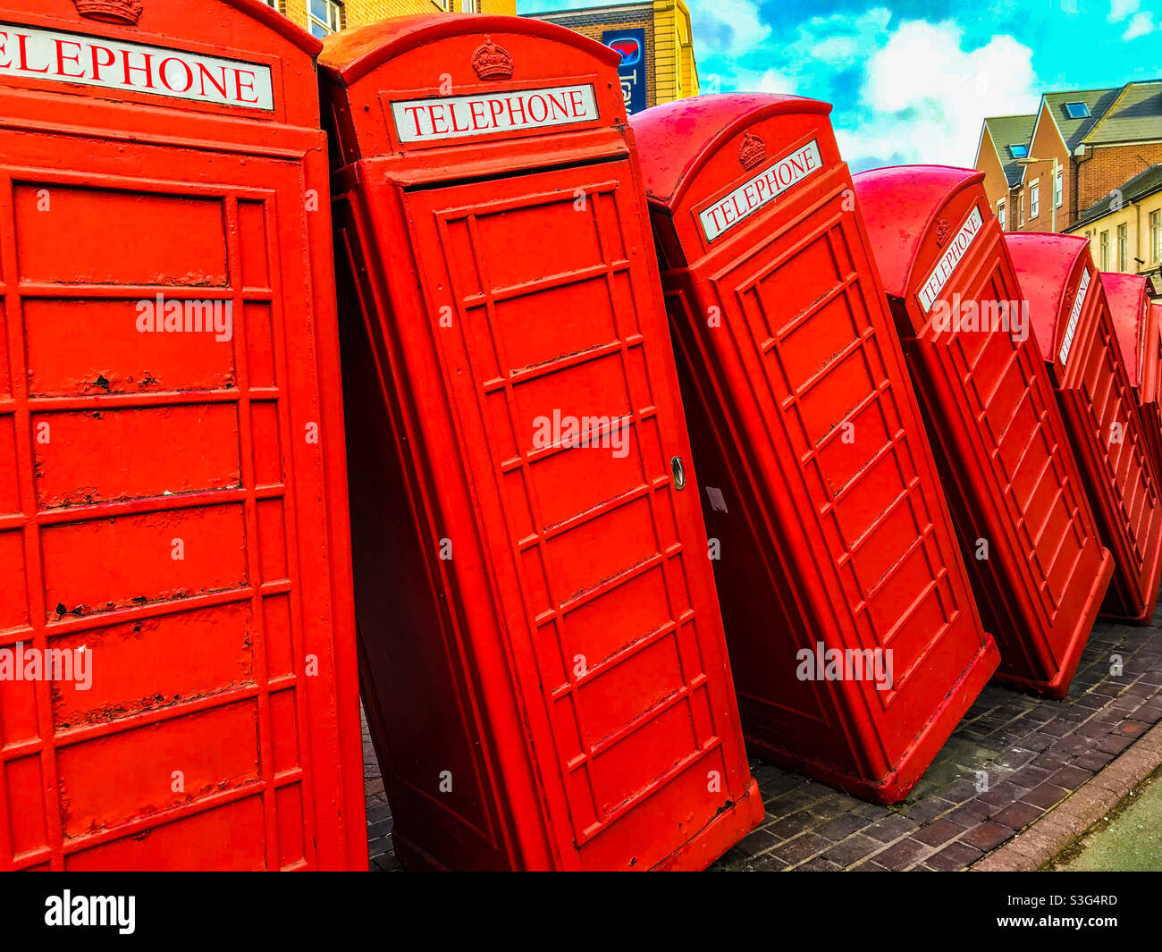 Red telephone boxes, Kingston Stock Photo - Alamy