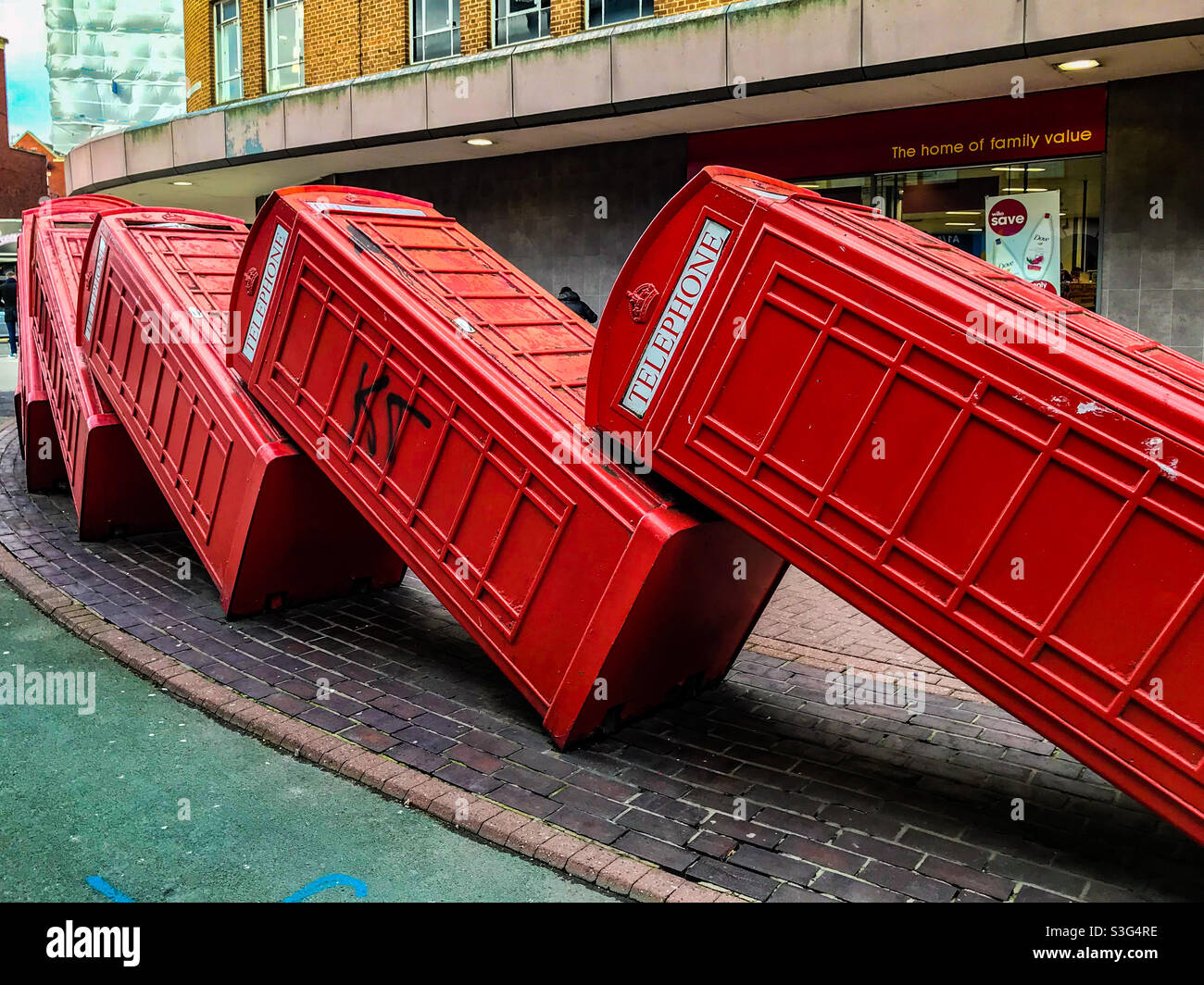 Red telephone boxes, Kingston Stock Photo - Alamy