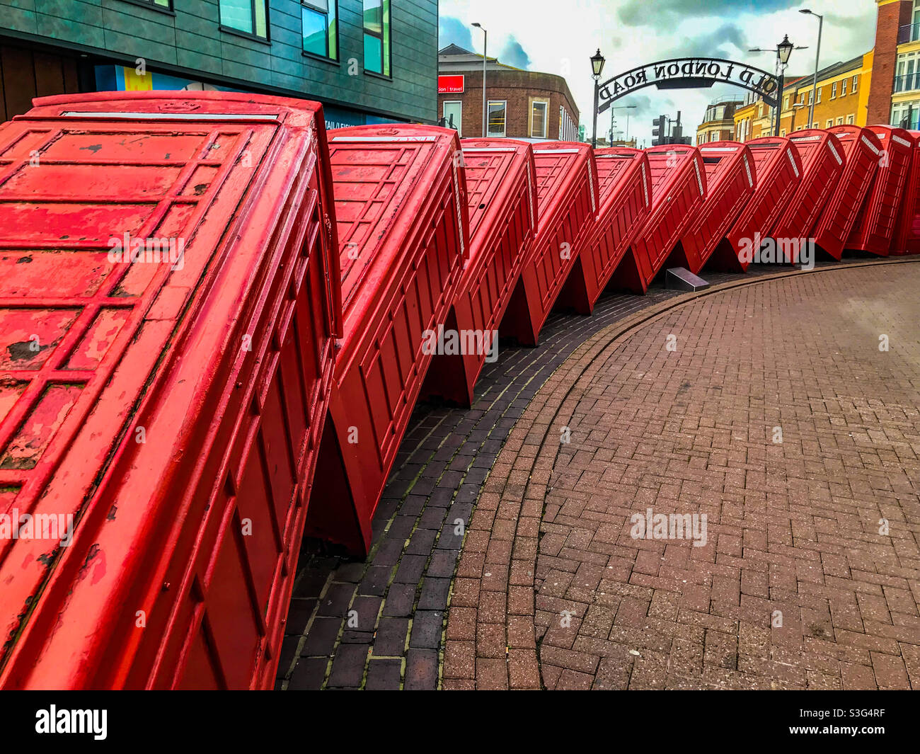 Red telephone boxes, Kingston Stock Photo - Alamy