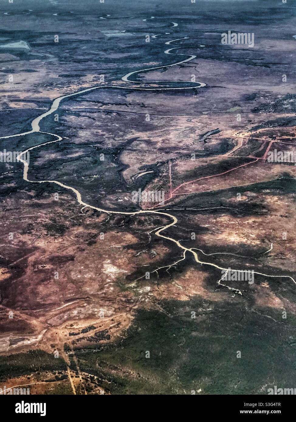 Aerial view of the landscape flying into Darwin, Northern Territory ...