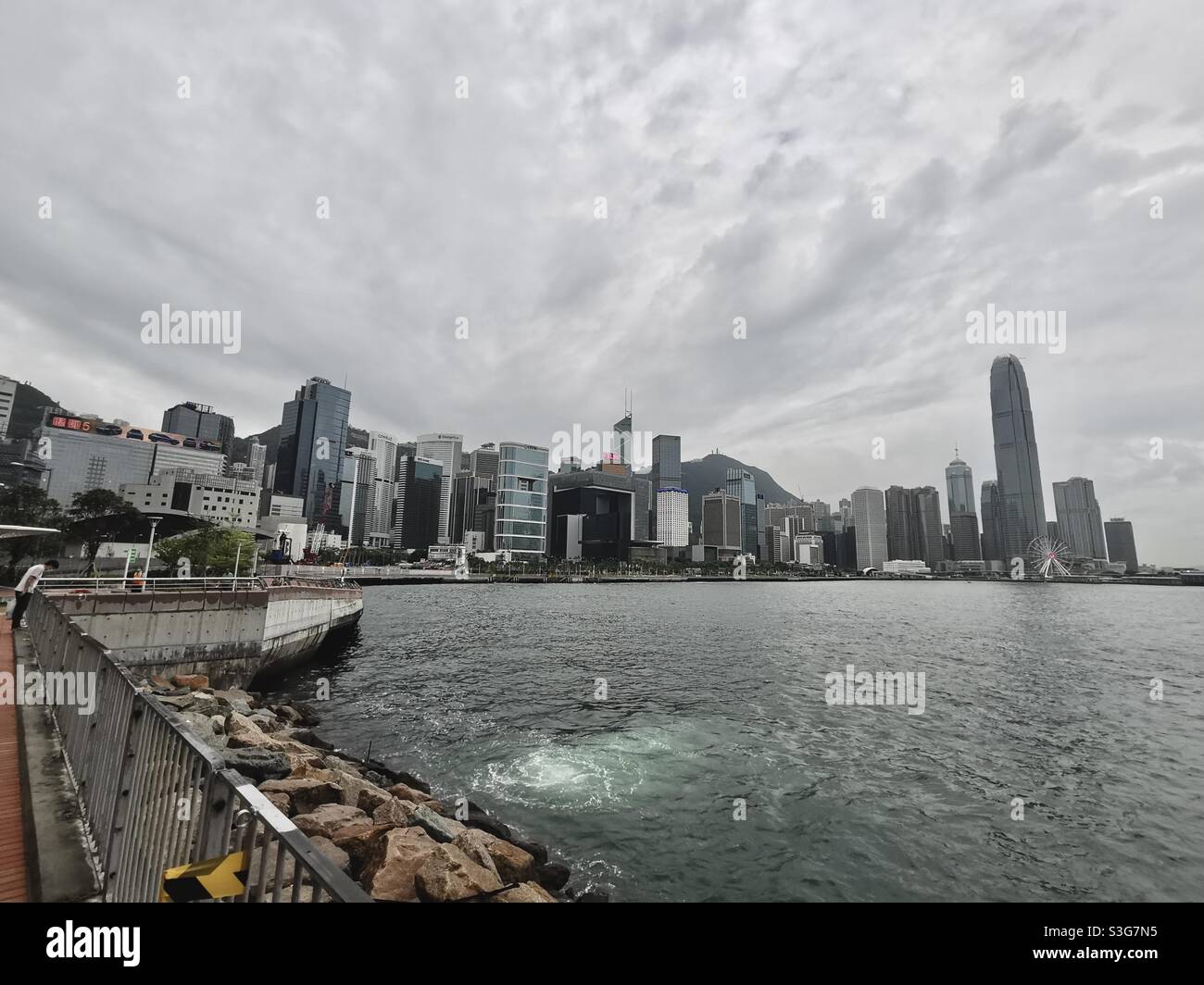 A view of the modern skylines along the Victoria Harbour waterfront in ...