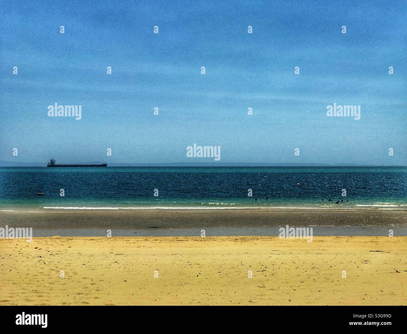 Tanker ship offshore from Margate Beach, Queensland, Australia Stock ...