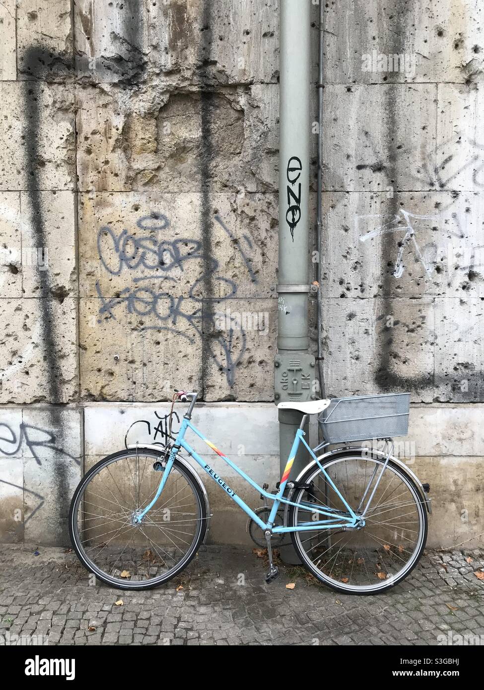 Blue bike on the street Stock Photo - Alamy