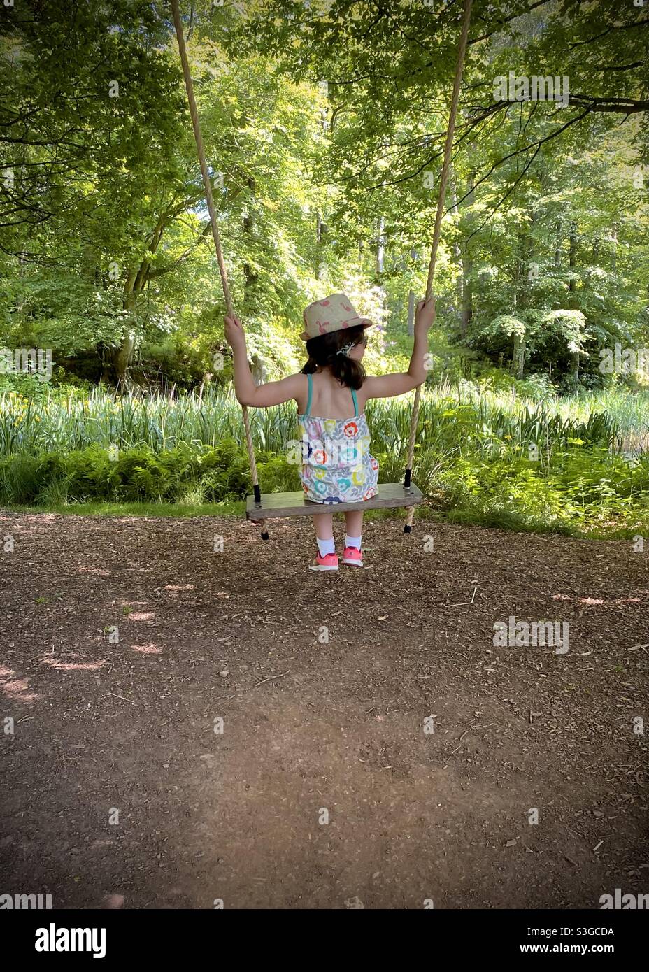 Child on rope swing Stock Photo - Alamy