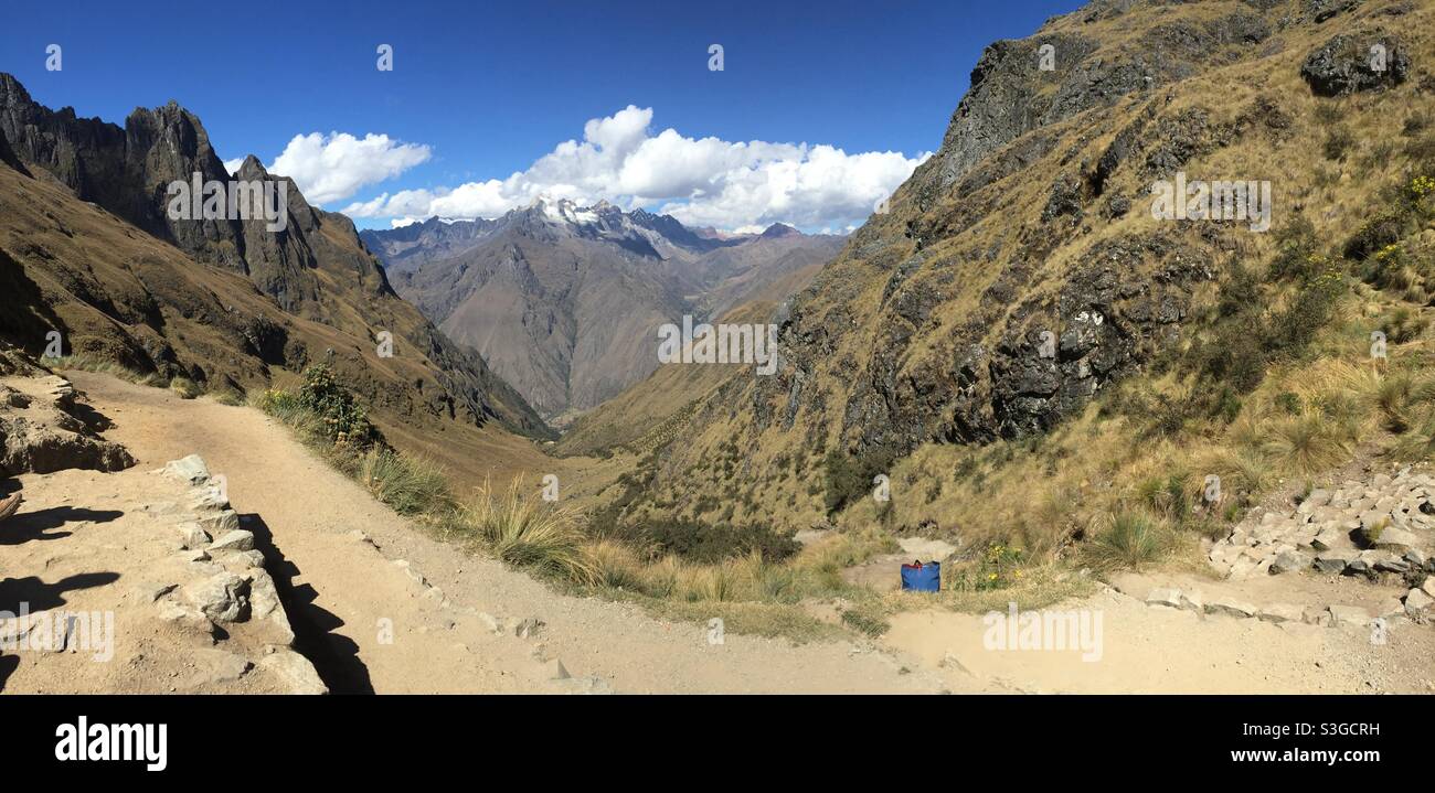 Scenic view of mountains from Inca trail, valley, urubamba valley, Peru ...