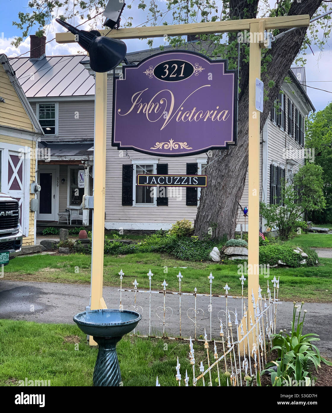 May, 2021, Sign, Inn Victoria, Chester, Windsor County, Vermont, United ...