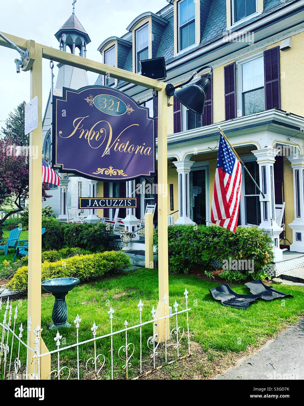 May, 2021, Sign, Inn Victoria, Chester, Windsor County, Vermont, United ...