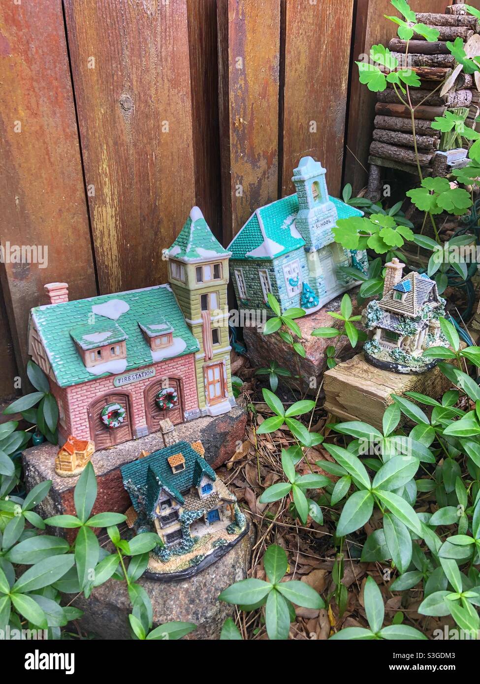 A small whimsical garden village Stock Photo - Alamy