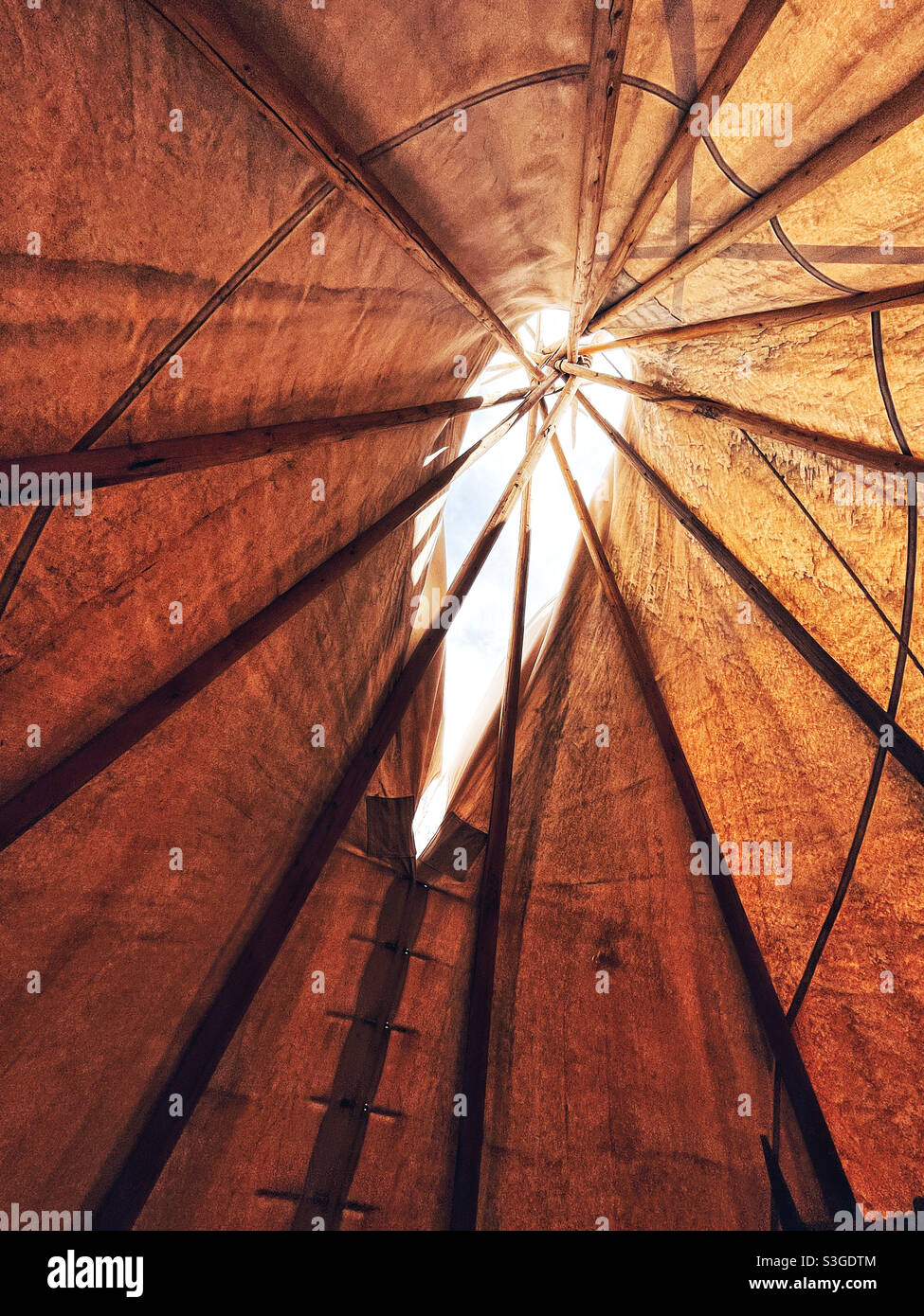 Inside of modern teepee - Native Americans Stock Photo - Alamy