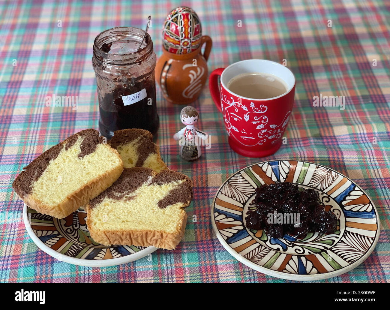 Traditional organic romanian breakfast at home Stock Photo - Alamy