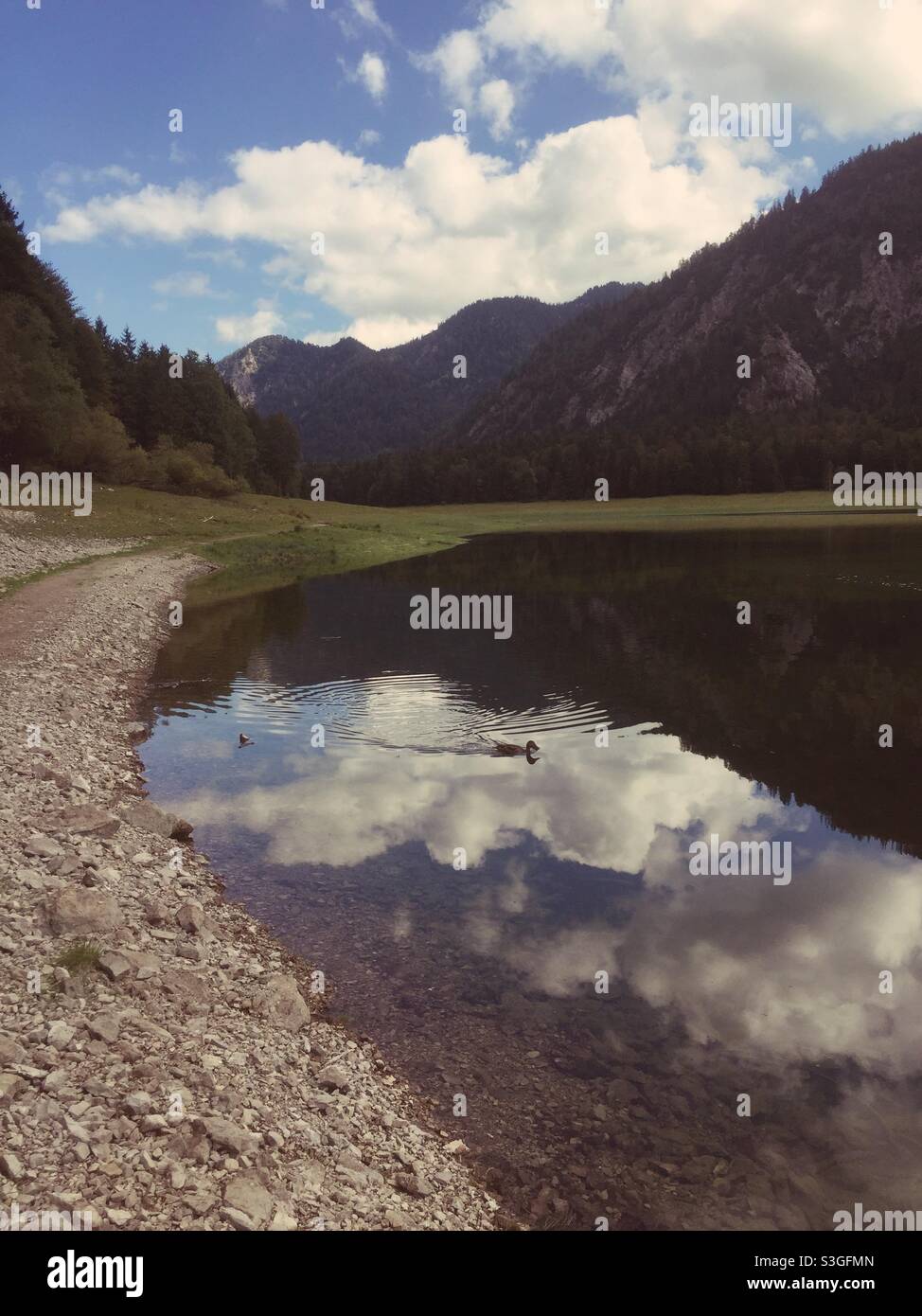 Beautiful lake and mountains in the Bavarian Alps in Germany Stock ...