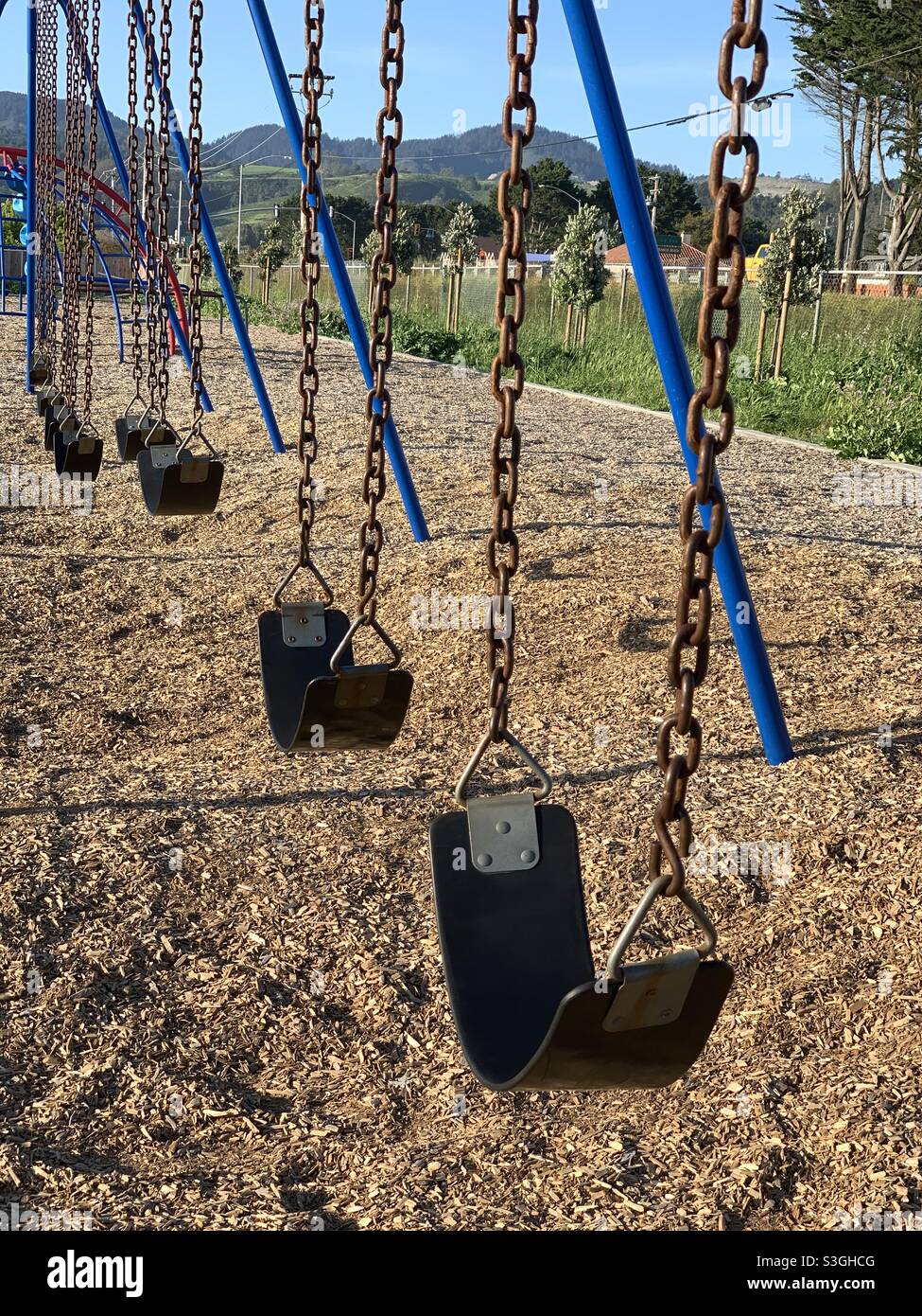 Children swings indoors hi-res stock photography and images - Alamy