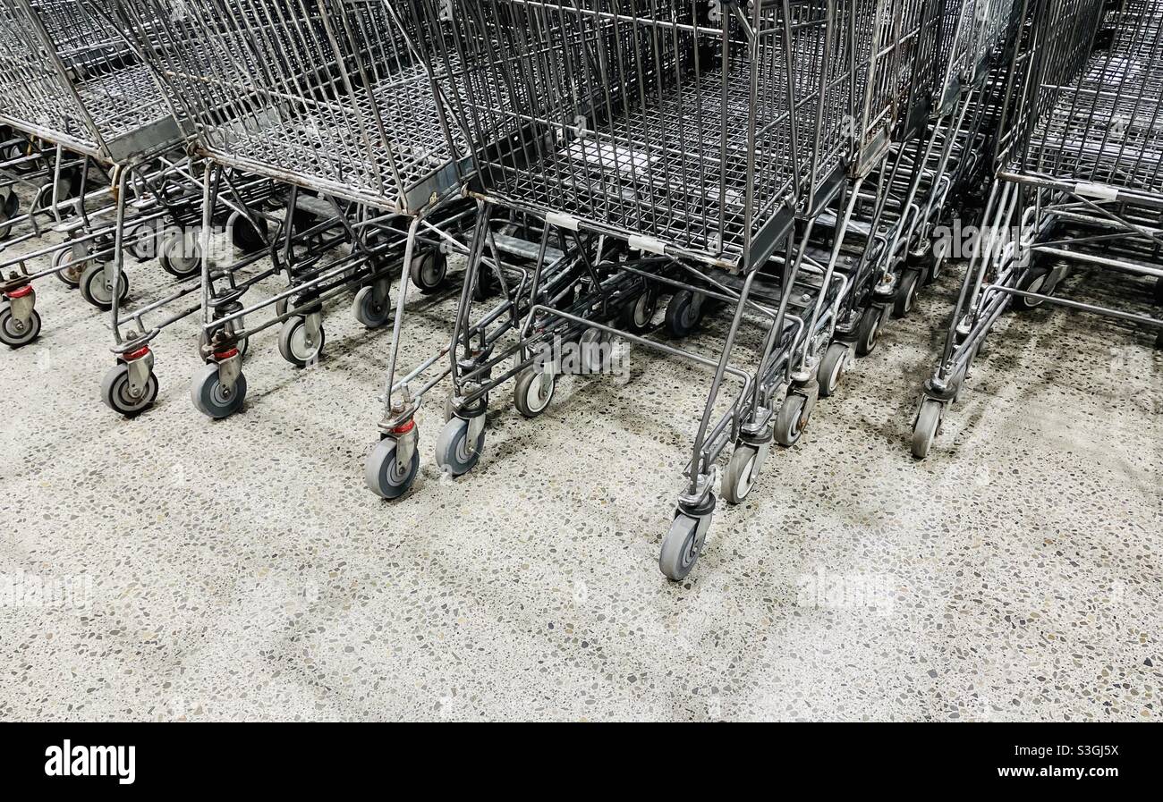 Supermarket trolleys waiting for shoppers Stock Photo - Alamy