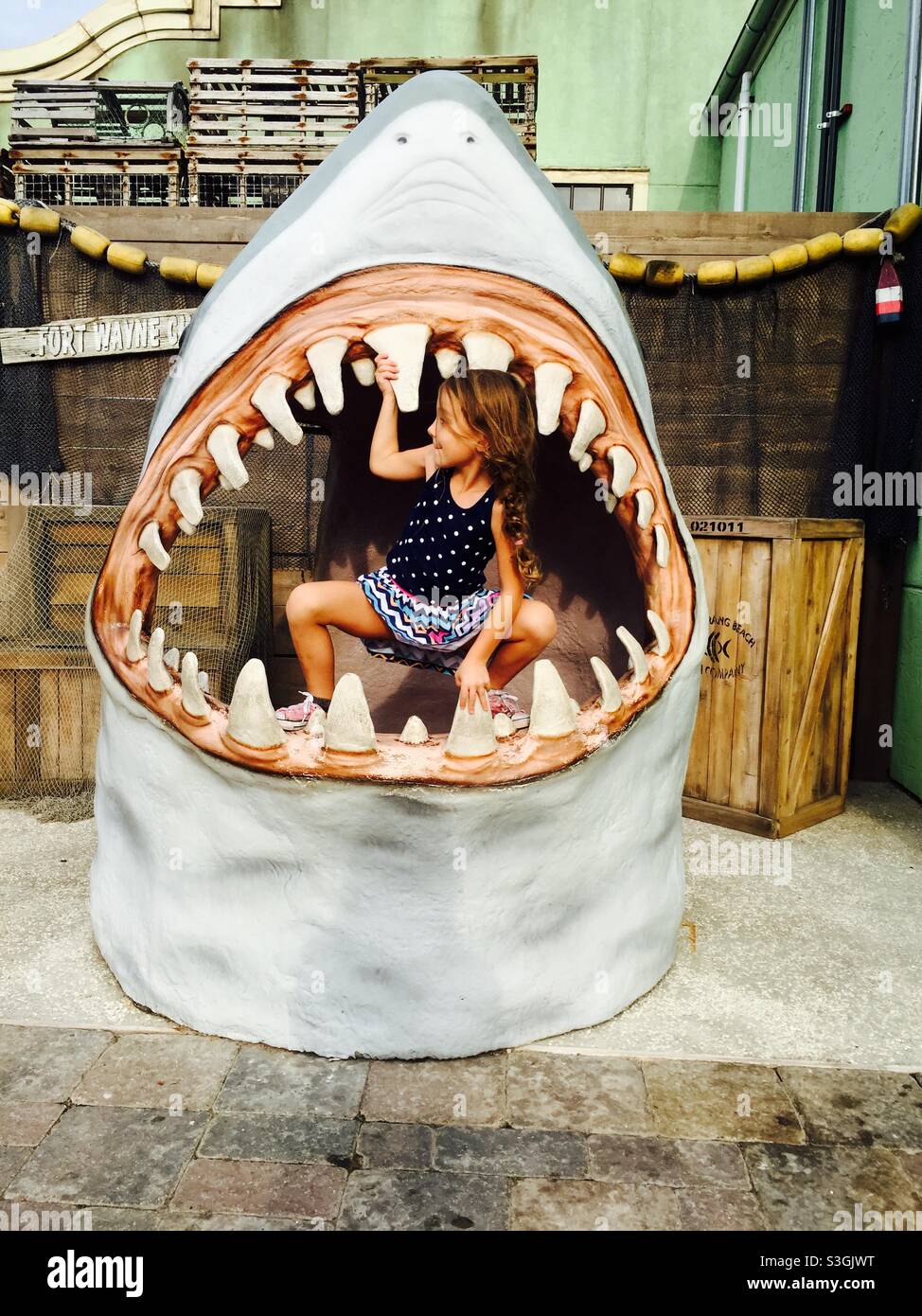 Girl in sharks jaws hi-res stock photography and images - Alamy