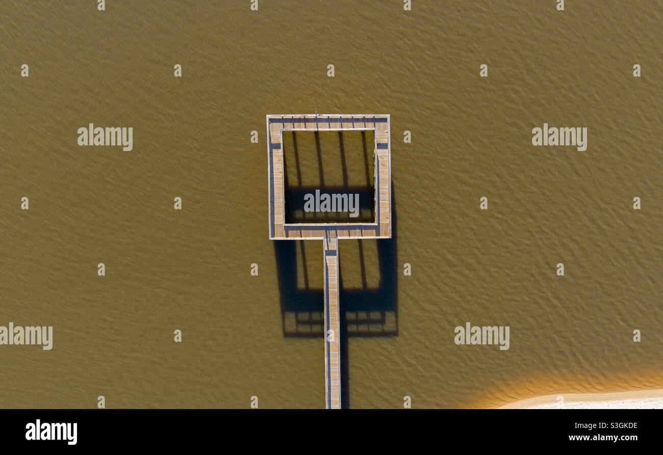 Aerial view of a pier on Mobile Bay Stock Photo - Alamy