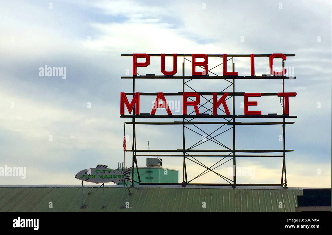 Public market sign hi-res stock photography and images - Alamy