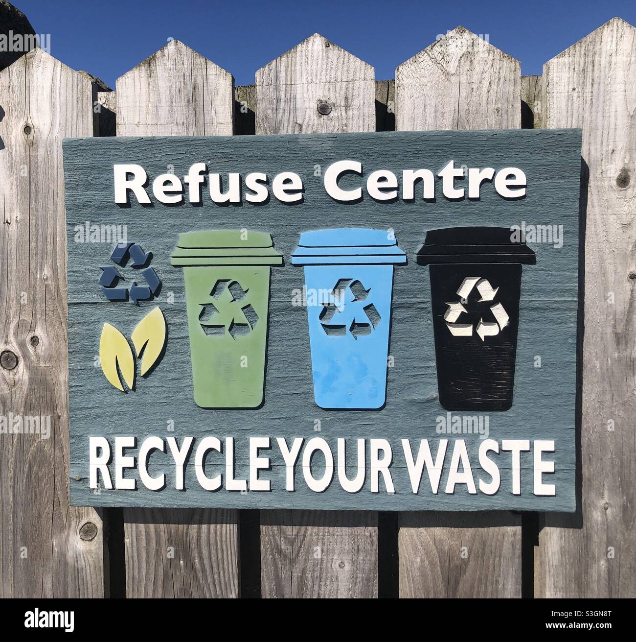 Sign on a recycling centre Stock Photo - Alamy