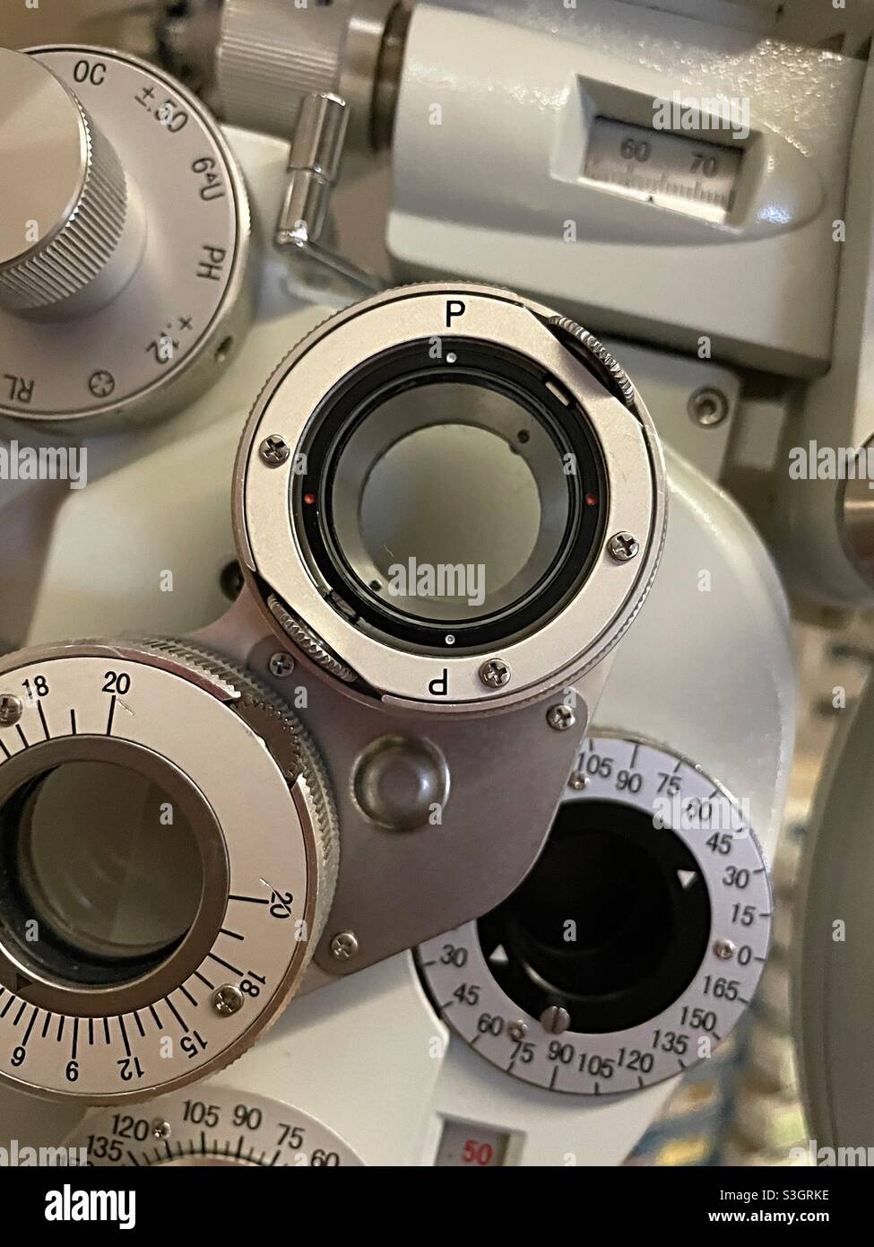 Ophthalmology Office has a Phoropter refraction machine to measure ...