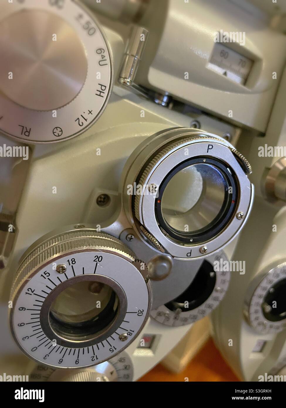 Close up of Phoropter Refraction Device in an ophthalmologist office ...