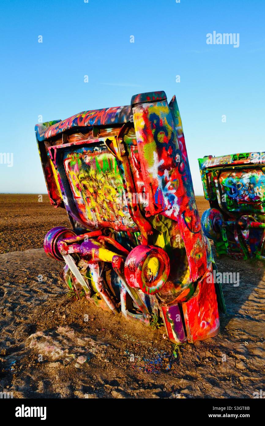 Cars at Cadillac ranch along Route 66, USA Stock Photo - Alamy