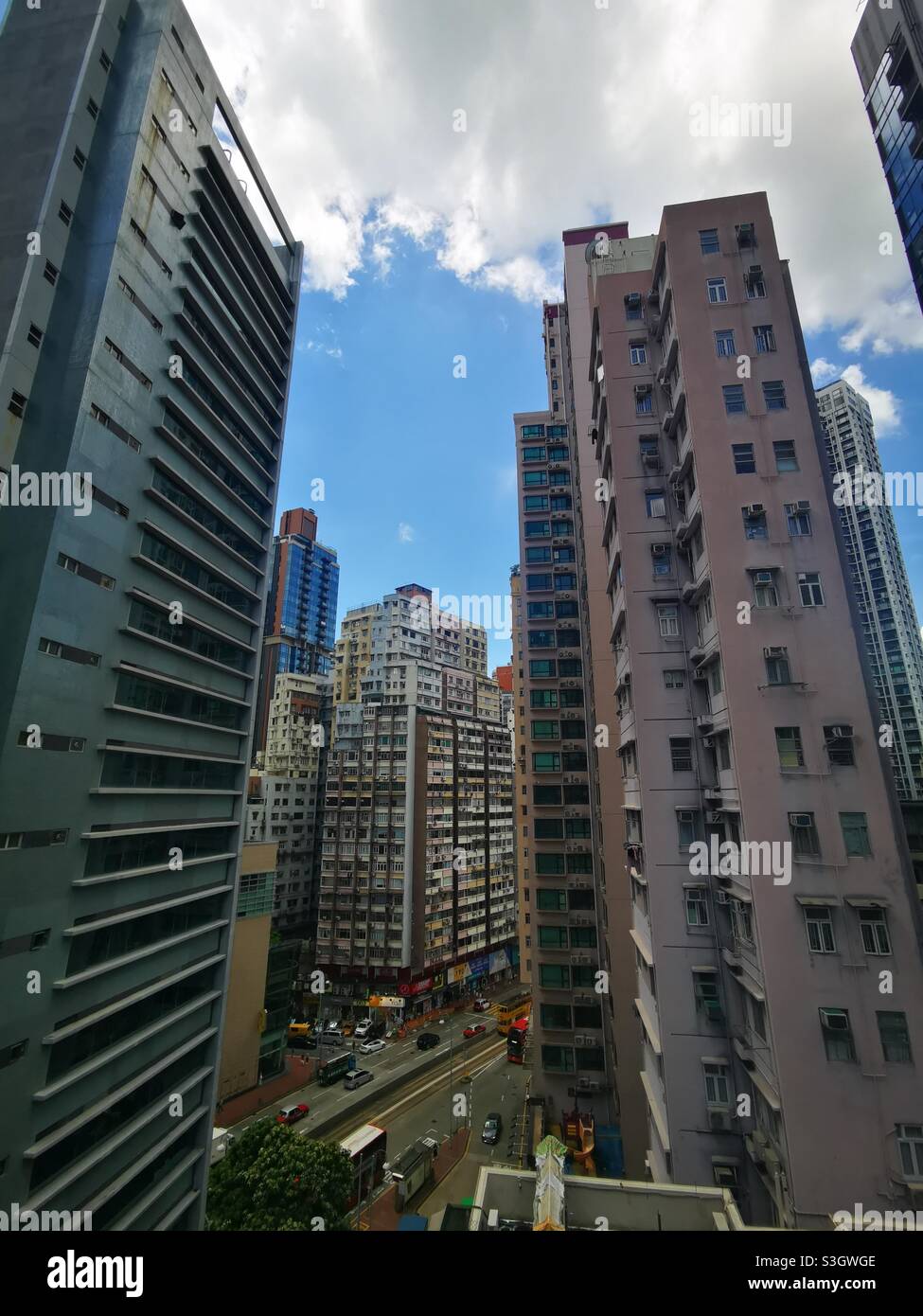 King’s road in Tin Hau between tall buildings Stock Photo - Alamy