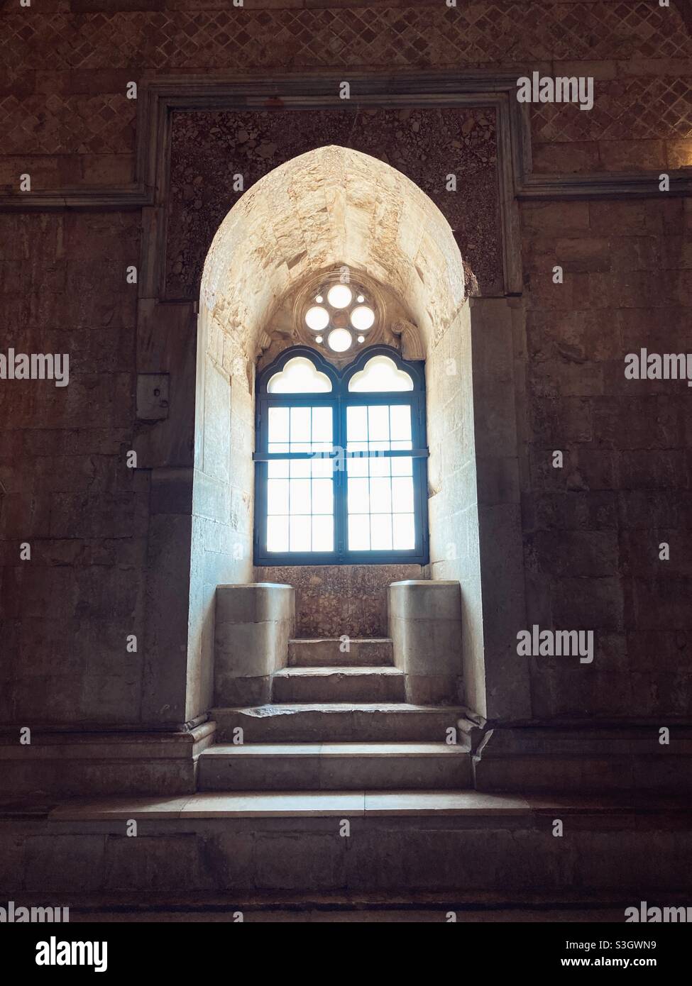 Window in the Castel Del Monte, Puglia, Italy Stock Photo - Alamy