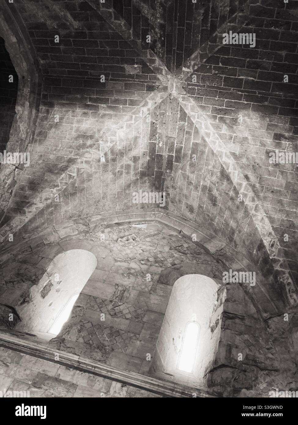 Two Windows and Ceiling in the Castel Del Monte, Puglia, Italy Stock ...