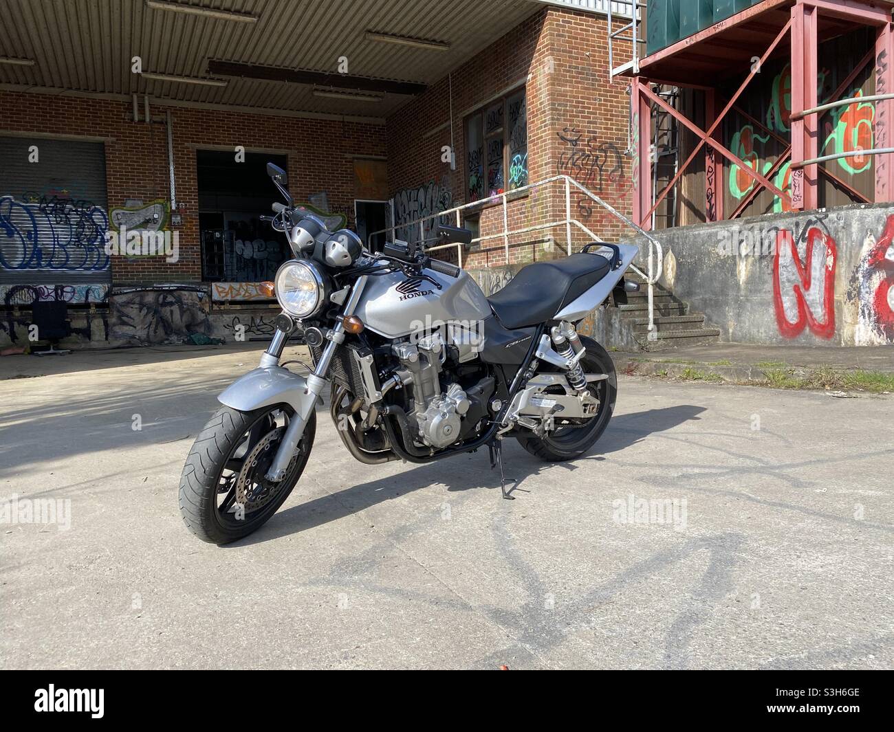 Honda CB1300 at an abandoned Dairy Crest factory Stock Photo - Alamy