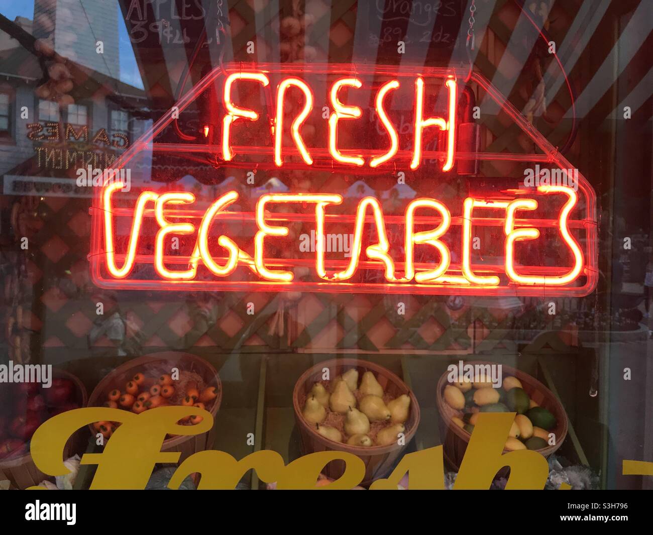 Vegetables neon advertisement Stock Photo - Alamy