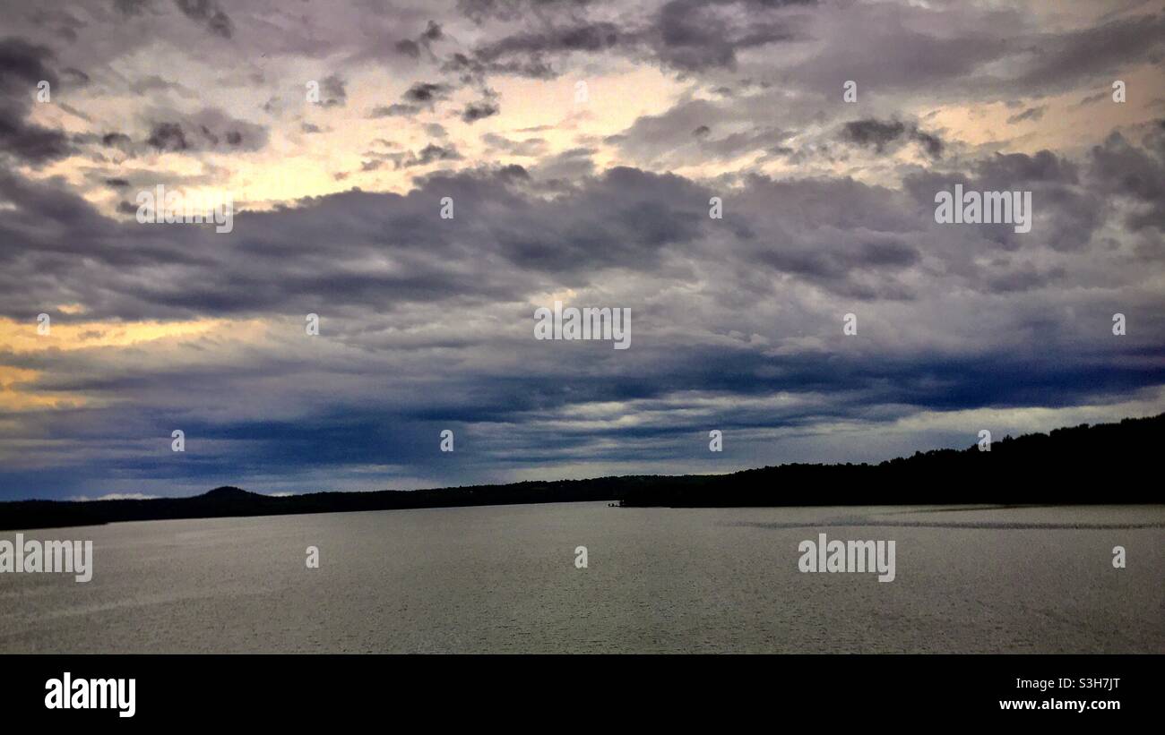 A flat gray lake Stock Photo - Alamy