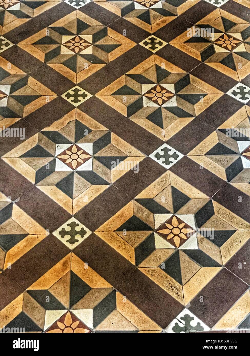 Elaborate pattern in a tile floor at Cheong Fatt Tze, the Blue Mansion ...
