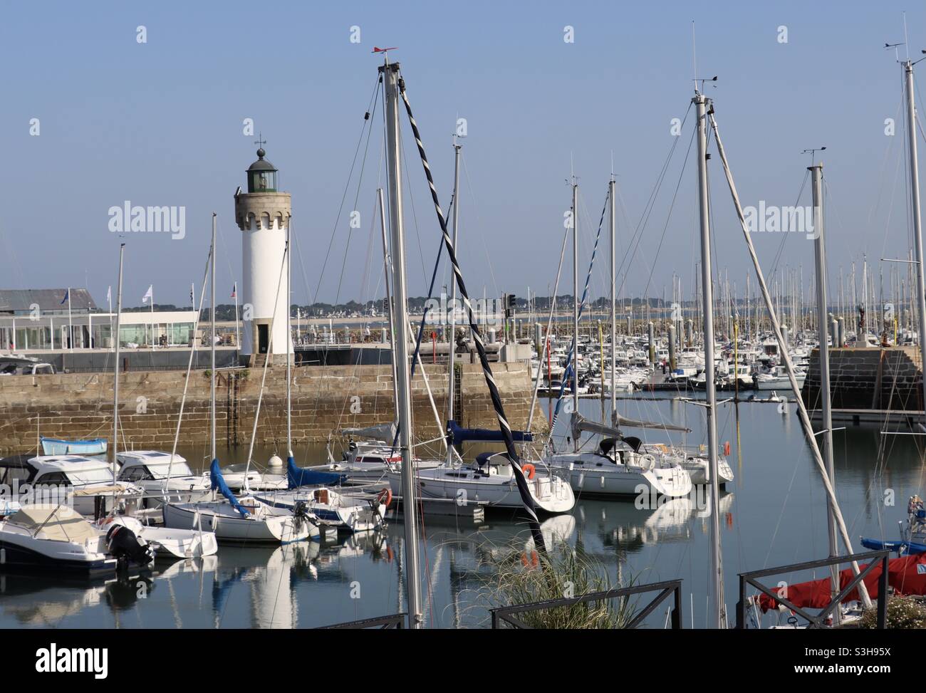 The beautiful harbor, Port Haliguen in Quiberon, Brittany, France on ...