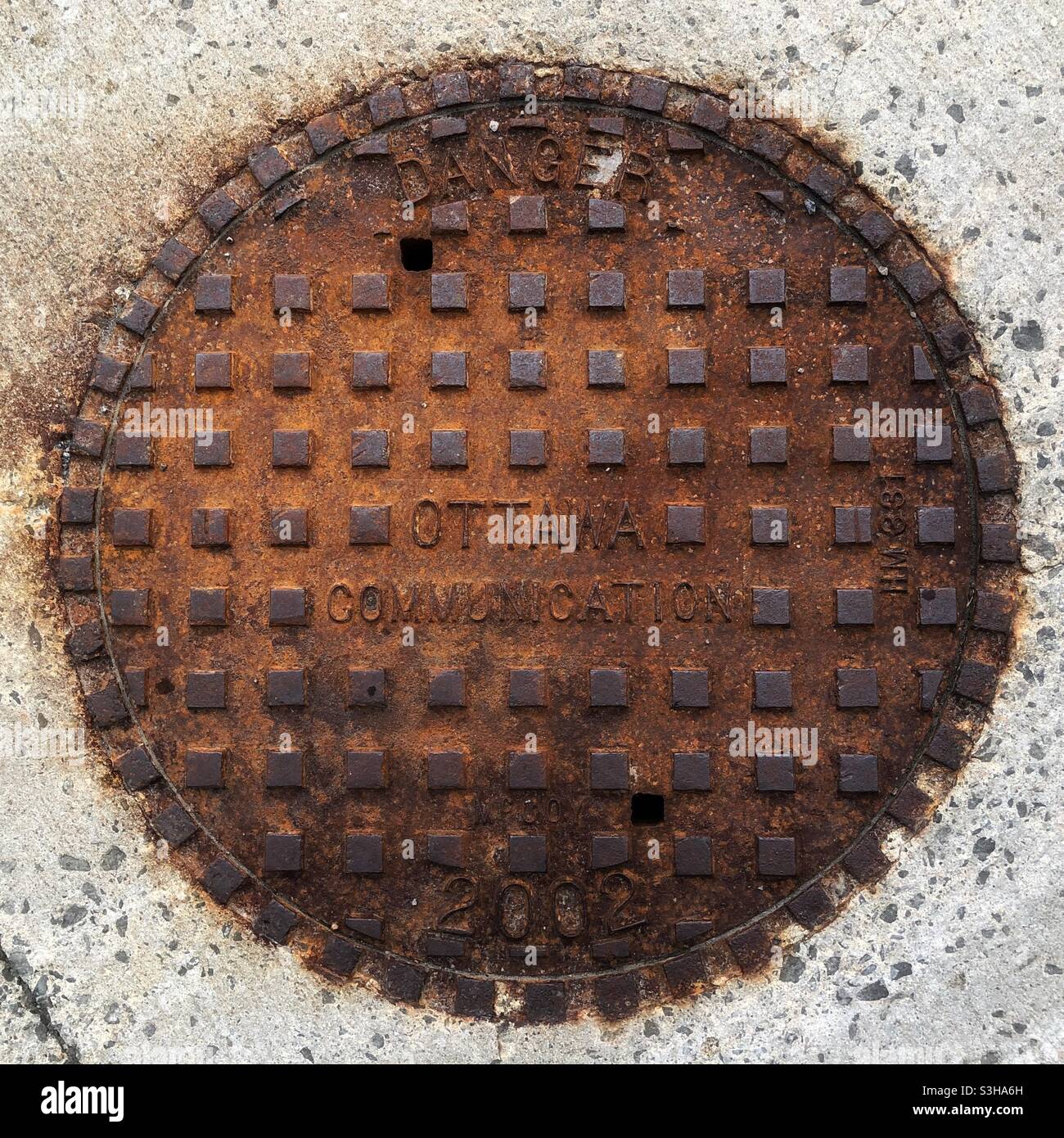 Manhole cover Ottawa Communication, Ottawa, Ontario, Canada, August ...